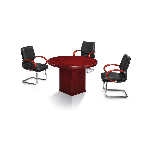 1.2M Mahogany Veneer Round Meeting Table – Modern Office