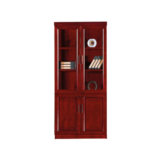 Mahogany Veneer 2 Door Glass Wall Unit – Modern Office