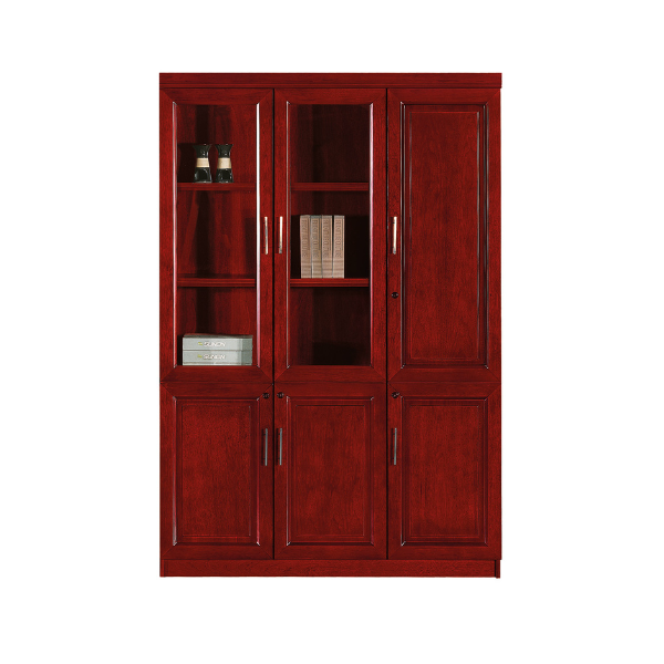 Mahogany Veneer 3 Door Wall Unit – Modern Office