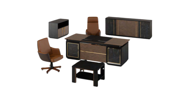 Merlin Desk, Credenza and Cabinet Set – Modern Office
