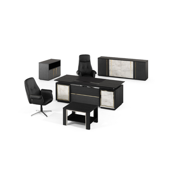 Merlin Desk, Credenza and Cabinet Set – Modern Office