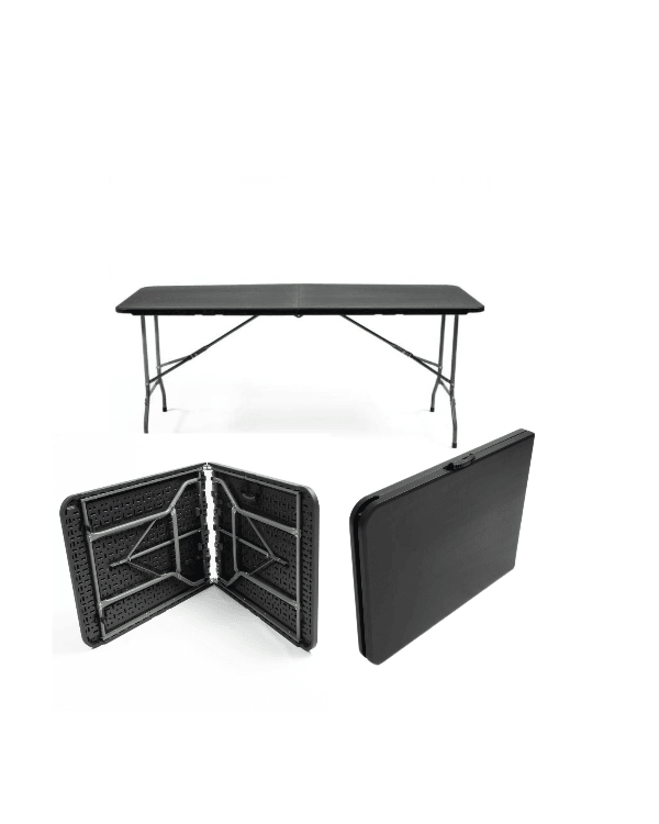 1.8M Black Folding Table – Modern Office